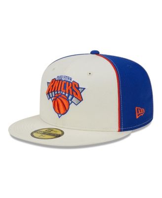 Men's New Era Cream New York Knicks Piped Pop Panel 59FIFTY Fitted Hat ...