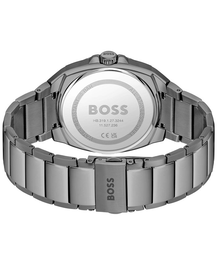 Hugo Boss Men's Walker Quartz Basic Calendar Ionic Plated Gray Steel ...