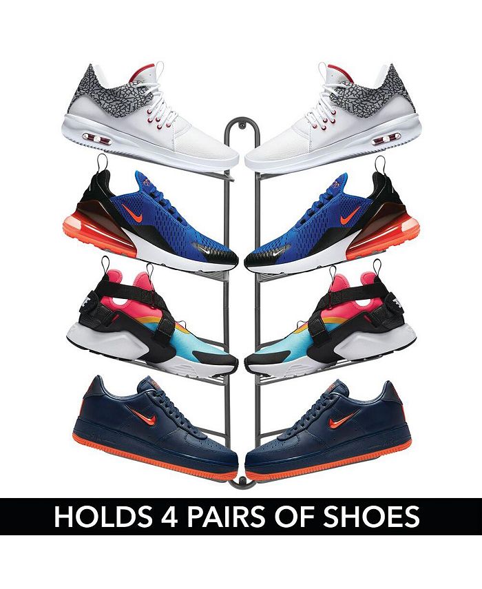 mDesign Modern Metal Shoe Display & Storage Rack, 4 Tier, Wall Mount ...