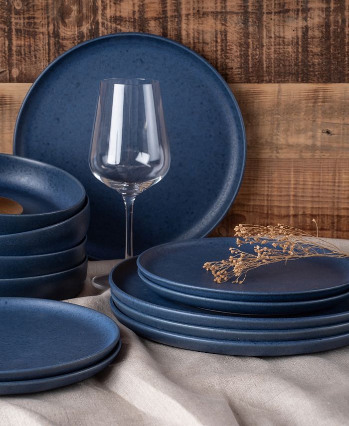 Stone Lain Porto by Macchio Stoneware Full Dinnerware Set, 12 Pcs ...
