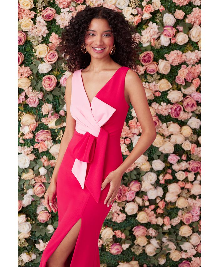 Adrianna Papell Women's V-Neck Colorblocked Sleeveless Gown - Macy's
