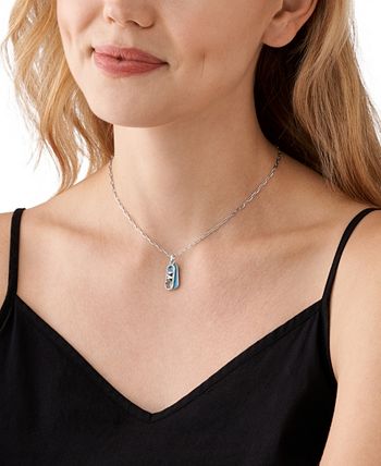 Michael Kors Gold-Tone Turquoise Dog Tag Necklace - Macy's