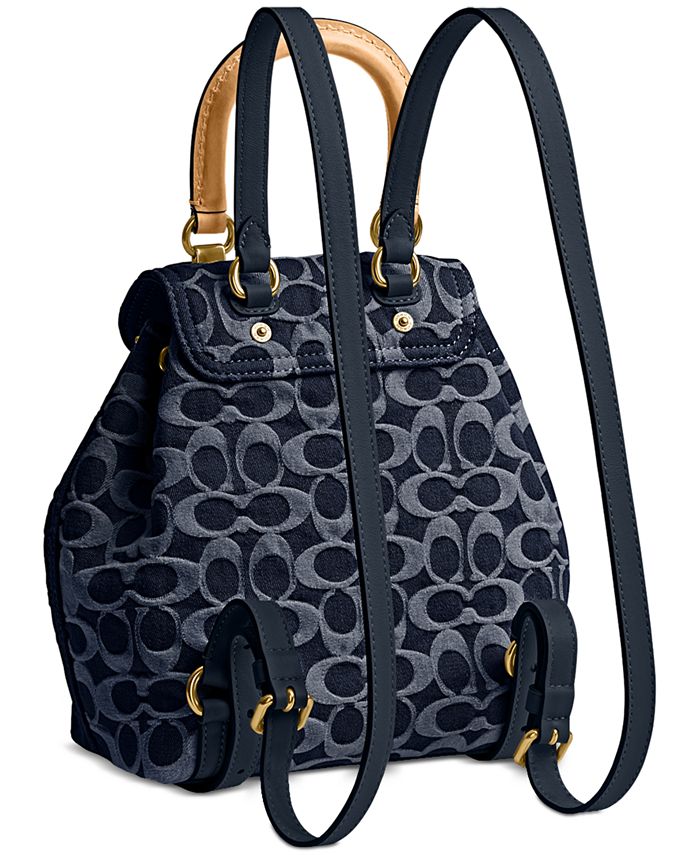 COACH Riya 21 Signature Washed Denim Small Backpack - Macy's