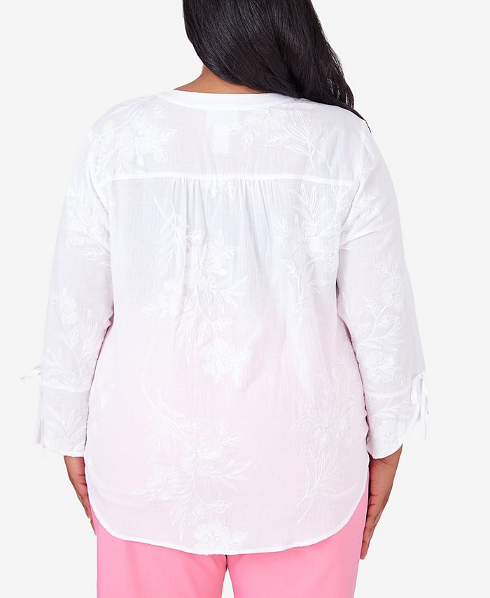 Alfred Dunner Plus Size Miami Beach Embroidered Floral Blouse - Macy's