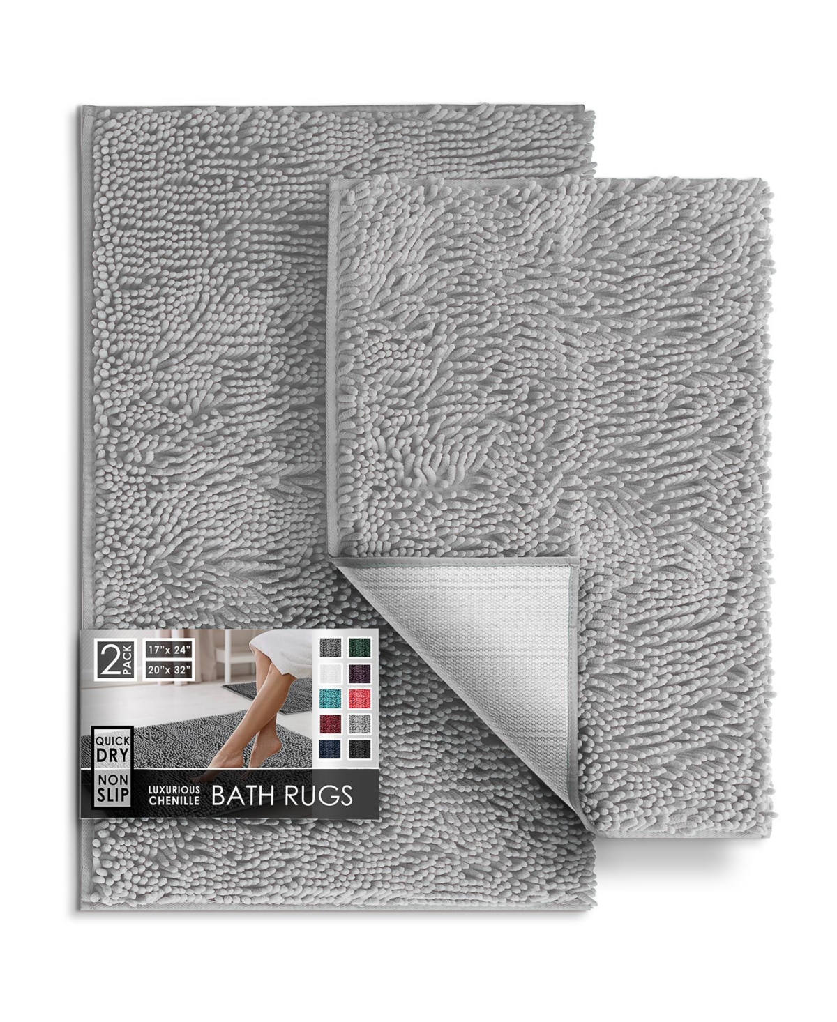 Click here for 2 Piece Ultra Soft Non-Slip Chenille Bath Rug Set... prices