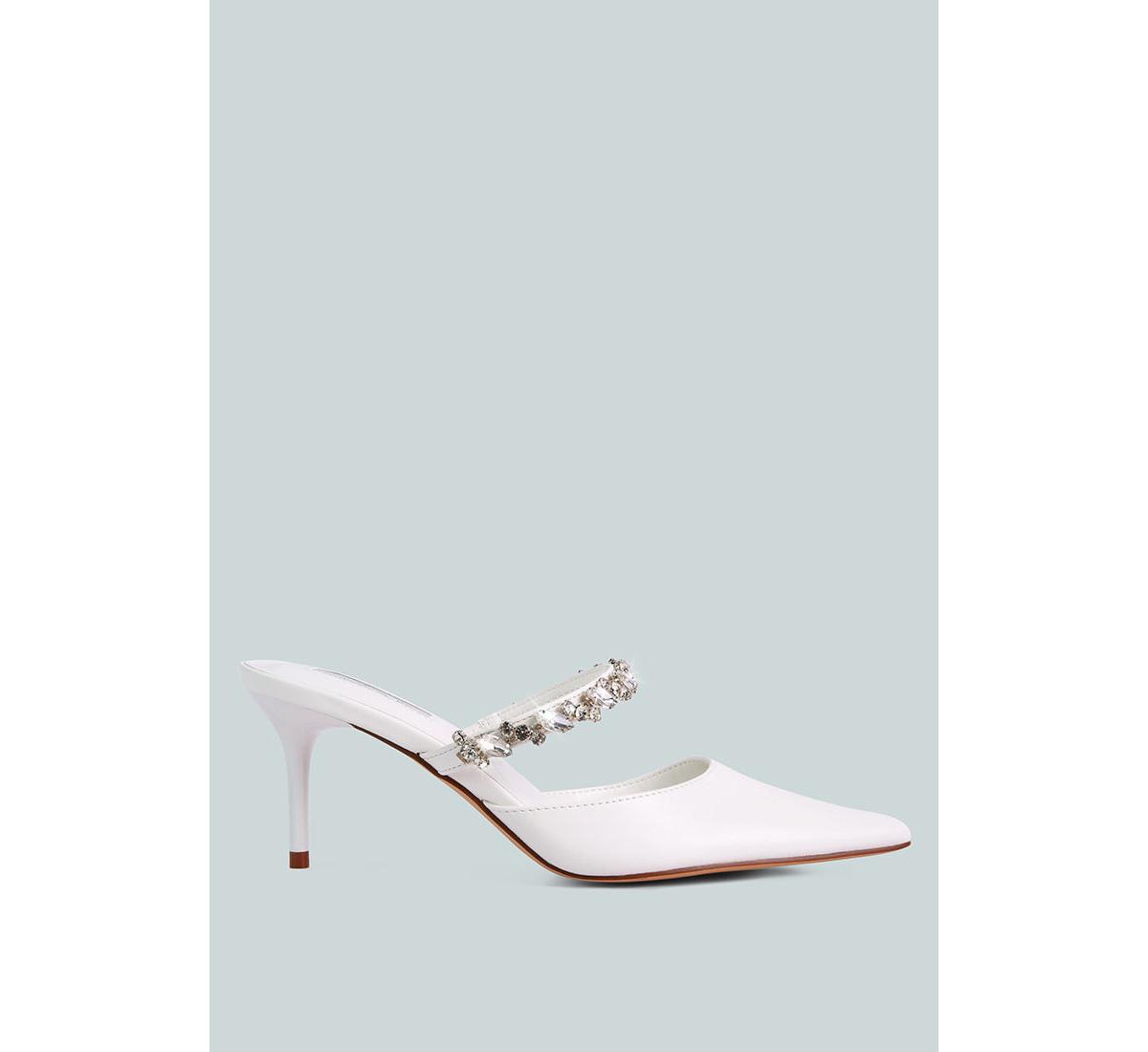 Click here for Women Star Secret Diamante Embellished Mules - Whi... prices