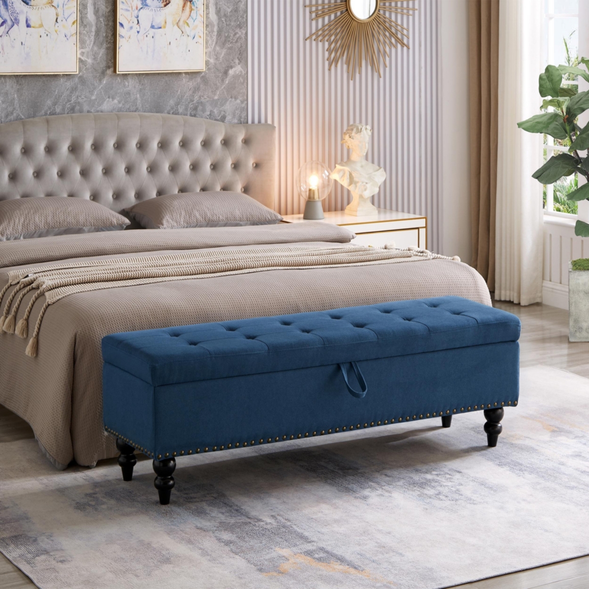 Click here for 59" Bed Bench Ottoman with Storage Fabric - B... prices
