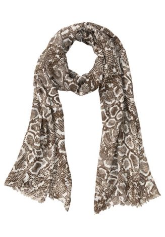 Olsen Snake Print Scarf with Frayed Edge Trim - Macy's