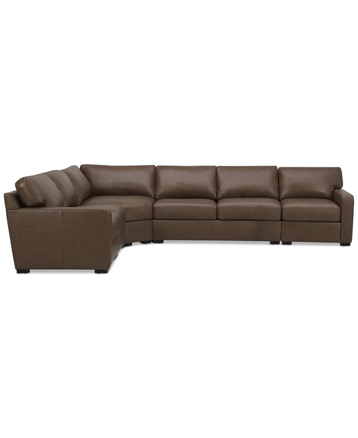 Furniture Radley 148" 5-Pc. Leather Wedge L Shape Modular Sectional ...
