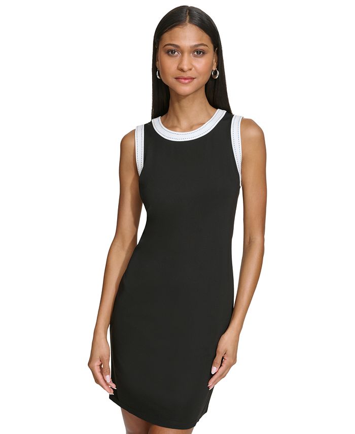 KARL LAGERFELD PARIS Women's Sleeveless Contrast-Trim Dress - Macy's