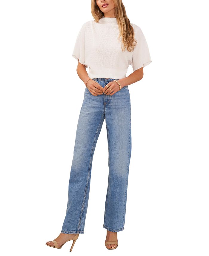 Vince Camuto Women's Textured High Neck Wide-Sleeve Top - Macy's