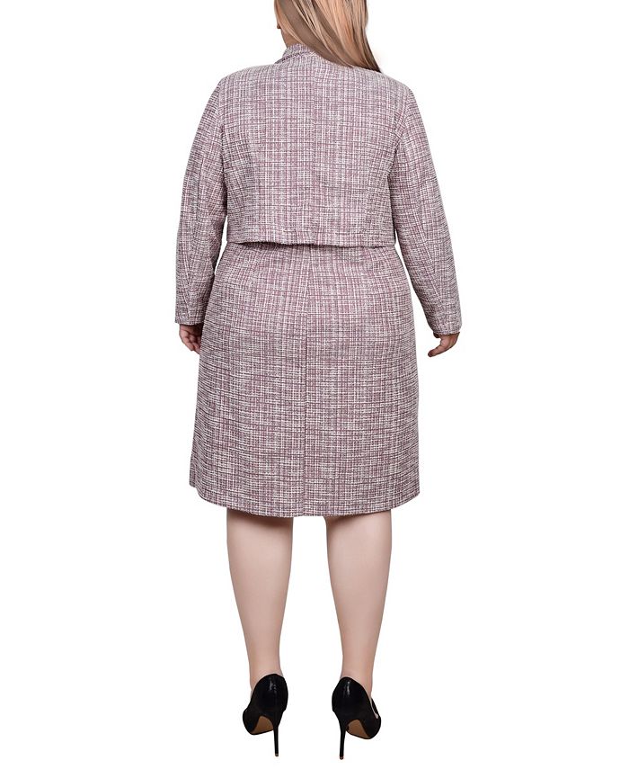 NY Collection Plus Size Long Sleeve Jacket and Tweed Dress, 2 Piece Set ...