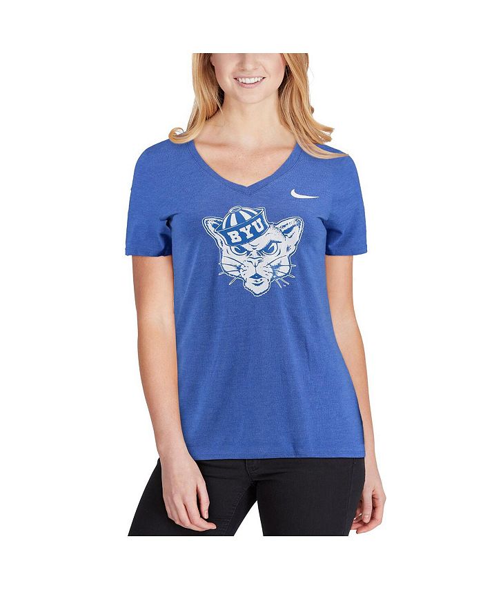 Nike Women's Heathered Royal BYU Cougars Vault Logo Tri-Blend Mid V ...