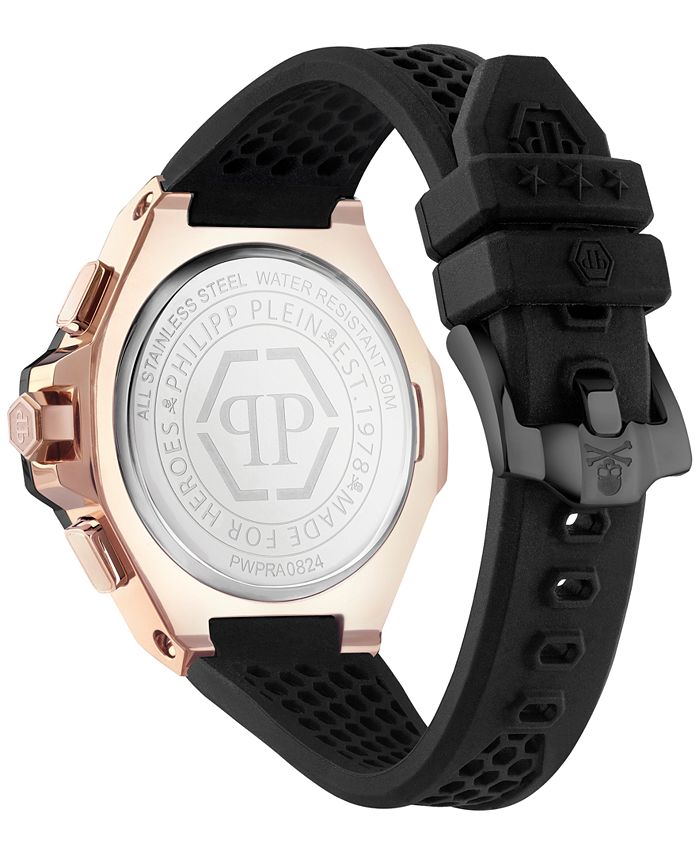 Philipp Plein Men's Chronograph Black Silicone Strap Watch 46mm - Macy's