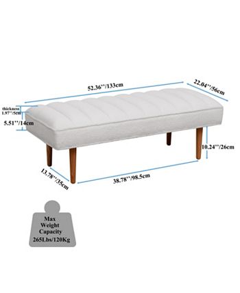 Simplie Fun Channel Tufted Bench White Sherpa Upholstered End Of Bed ...