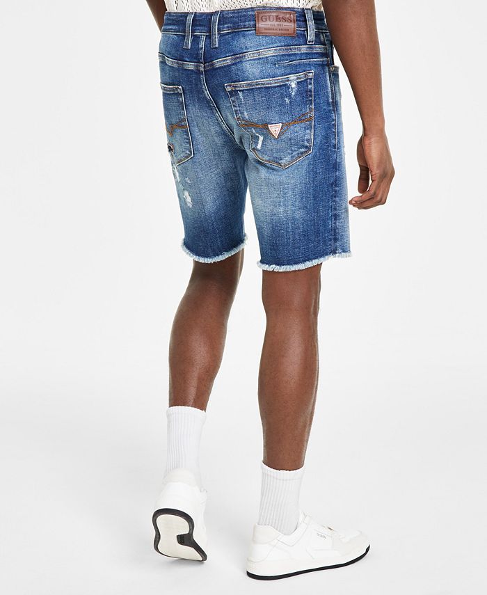 GUESS Logan Distressed 9" Denim Shorts - Macy's