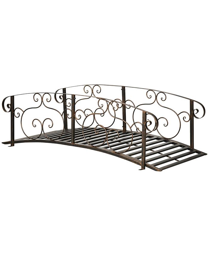 Outsunny Out sunny 6' Metal Arch Backyard Garden Bridge, Safety Side ...
