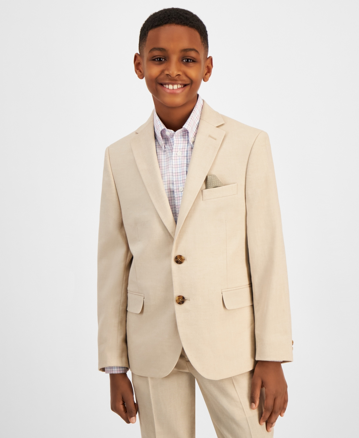 Click here for Big Boys Classic Fit Linen Suit Jacket - Khaki prices