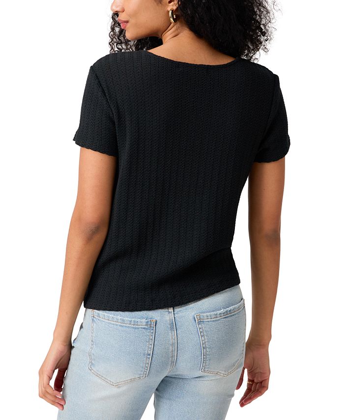 Sanctuary Women's By My Side Tie-Front Pointelle Tee - Macy's