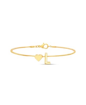 kensie Gold-Tone Letter "L" Initial and Heart Bracelet - Macy's