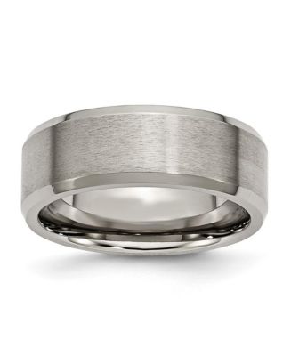 Chisel Titanium Brushed 8 mm Beveled Edge Wedding Band Ring - Macy's