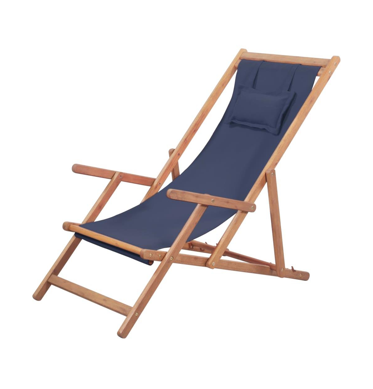 Click here for Folding Beach Chair Fabric and Wooden Frame Blue -... prices