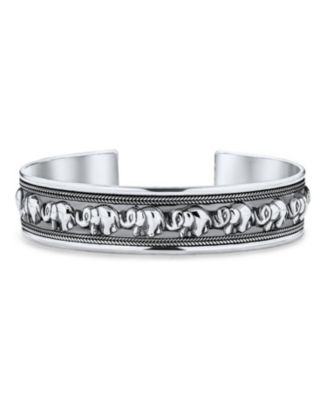 Bling Jewelry Bali Style Good Luck Multi Elephant Bangle Cuff Bracelet ...