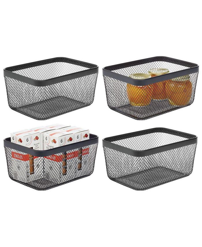 mDesign Steel Food Storage Organizer Bin Mesh Basket for Pantry - 4 ...