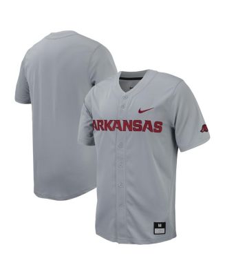 Nike Men's Gray Arkansas Razorbacks Replica Full-Button Baseball Jersey ...