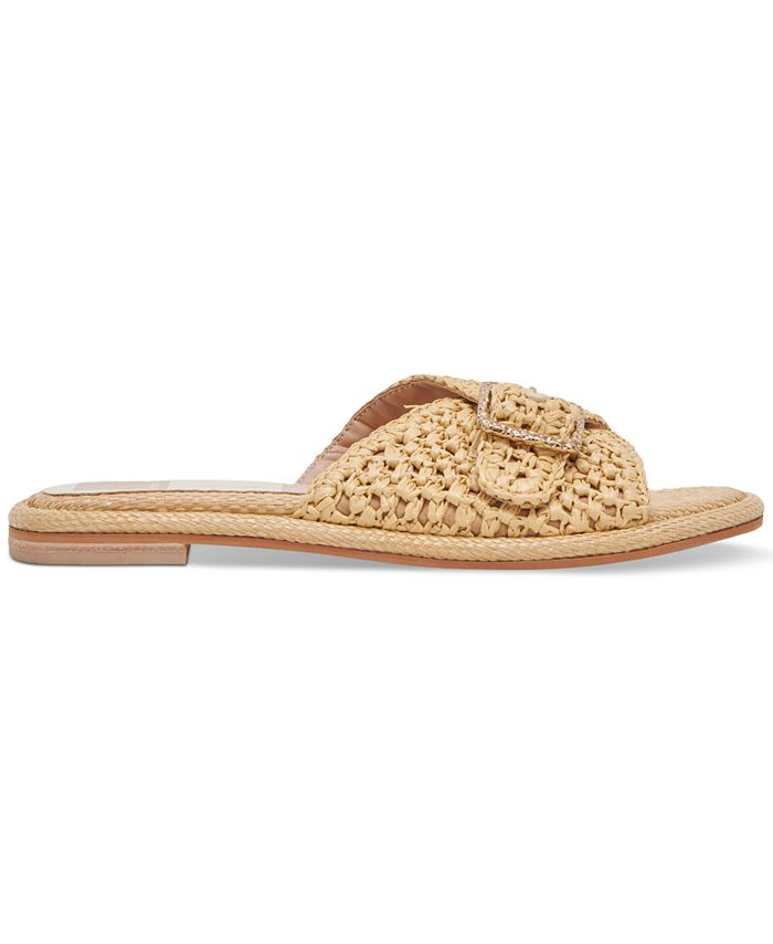 Dolce Vita Women's Alanzo Raffia Buckle Slide Flat Sandals - Macy's