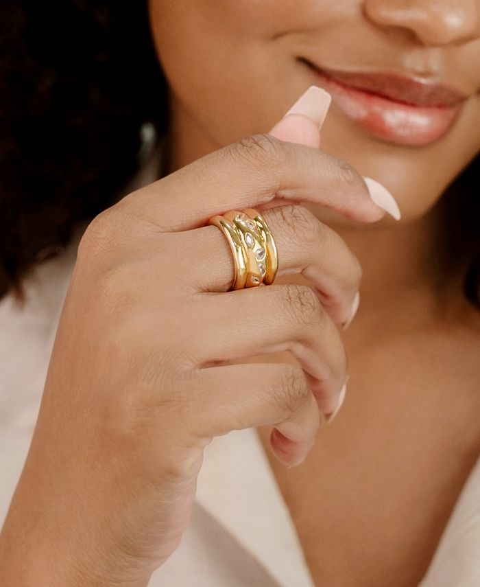 ETTIKA Bezel Crystal Thick 18k Gold Plated Ring - Macy's