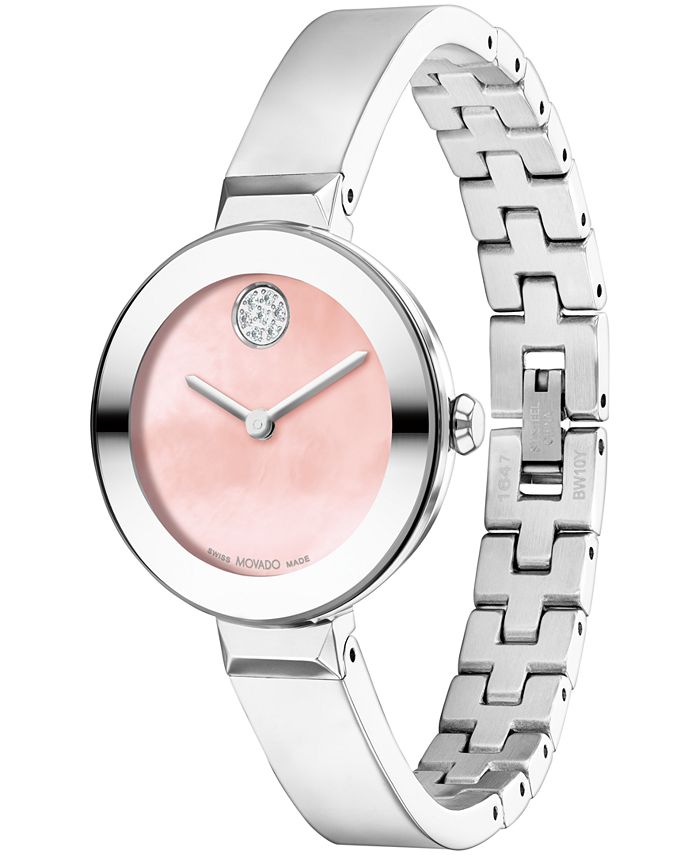 Movado Women's Bold Bangles Swiss Quartz Stainless Steel Silver-tone ...