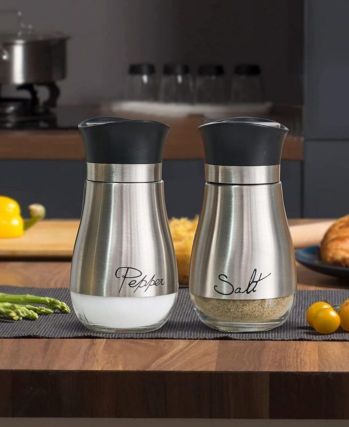 Circleware Cafe Contempo Silver and Glass 2 Pc Salt and Pepper - Macy's