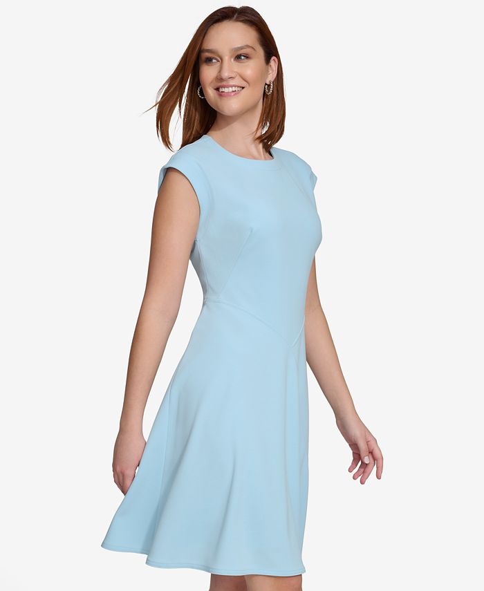 Calvin Klein Women's Extended-Shoulder Jewel-Neck Dress - Macy's