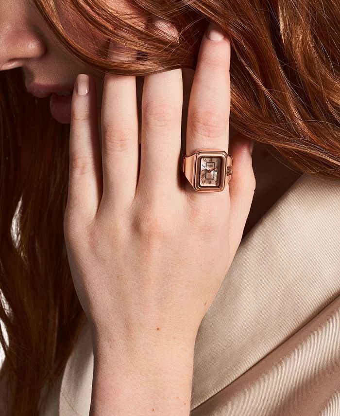 Fossil Women's Raquel Two-Hand Rose Gold-Tone Stainless Steel Ring ...