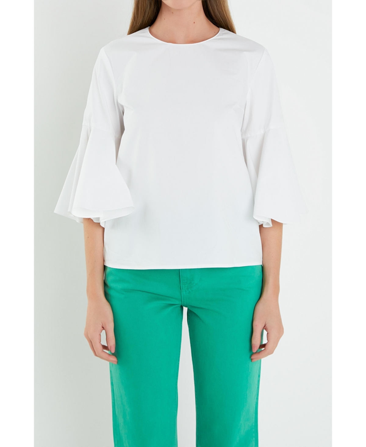 Click here for Womens Ruffled Cotton Blend Top - White prices