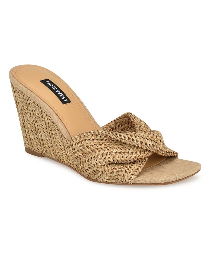 Nine West Women's Nikhil Slip-On Square Toe Wedge Sandals - Macy's