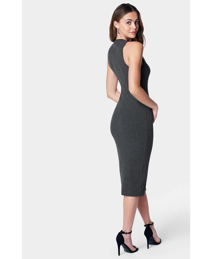 Bebe Women's High Neck Midi Sweater Rib Dress - Macy's