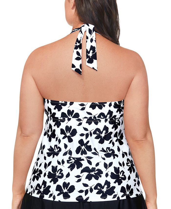 Island Escape Plus Size Floral Print Halter Tankini Top Created For