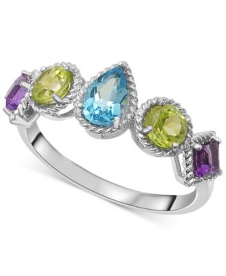 Macy's Multi-Gemstone (1-1/4 ct. t.w.) Ring in Sterling Silver - Macy's