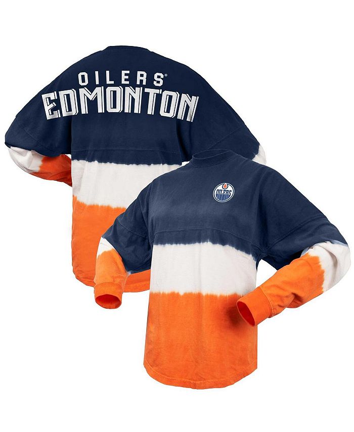 Fanatics Women's Navy, Orange Edmonton Oilers Ombre Long Sleeve T-shirt ...