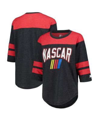Women's Starter Black NASCAR Full Back Block 3/4-Sleeve Tri-Blend Top ...