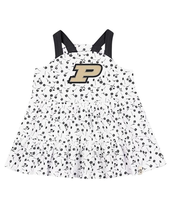 Colosseum Baby Girls White Purdue Boilermakers Robin Floral Dress - Macy's