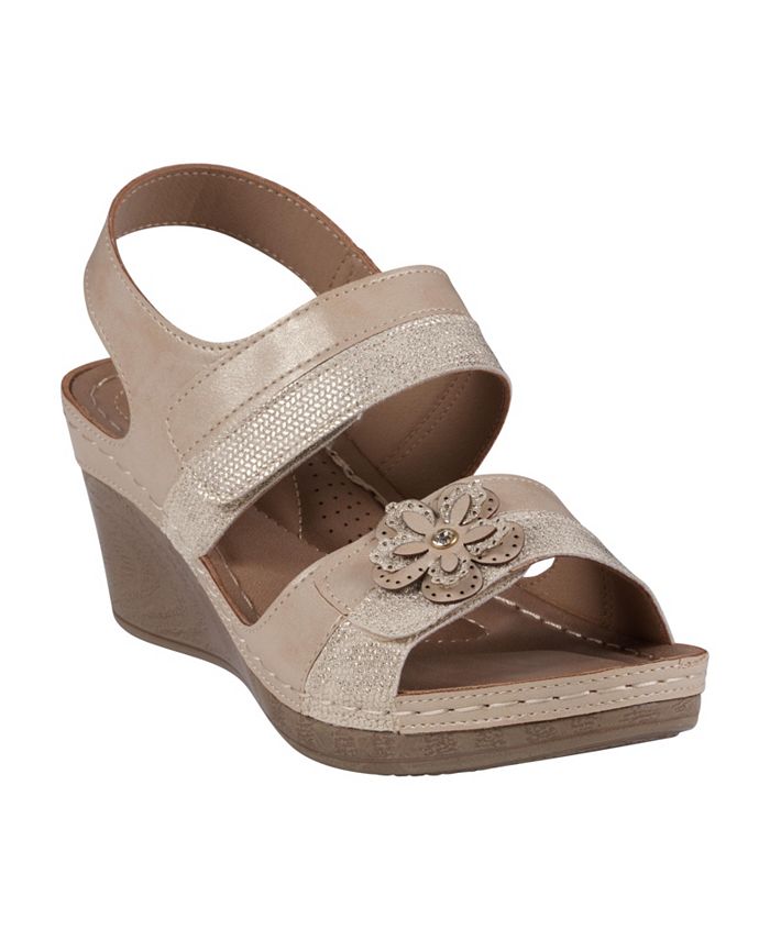 GC Shoes Women's Tulip Stay-Put Double Band Flower Wedge Sandals - Macy's