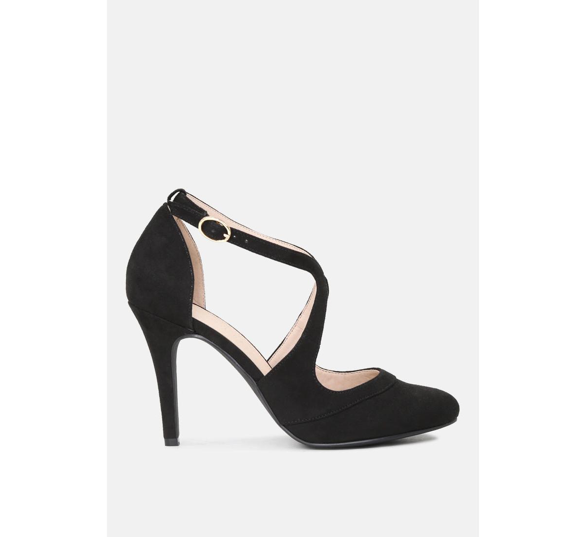 Click here for close toe cross strap heel sandals - Black prices