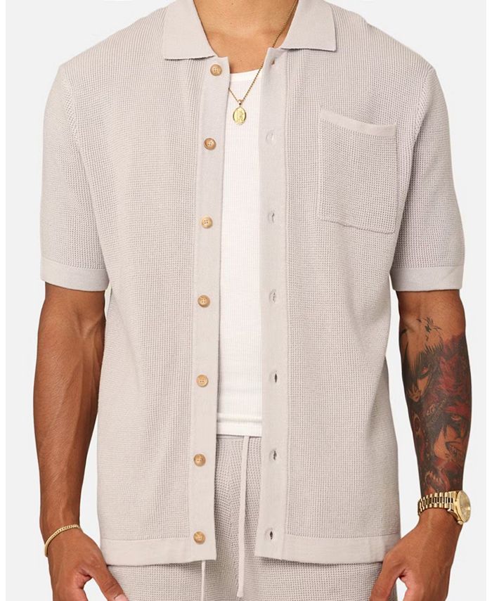 XXIII Zyair Rib Knit Button Up Shirt - Macy's