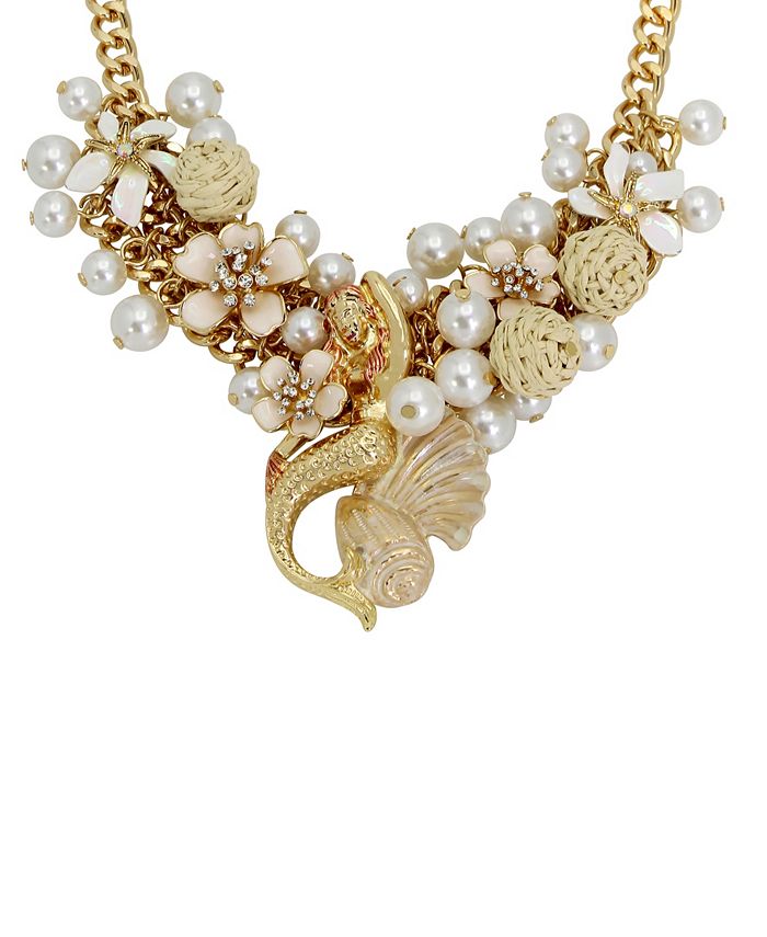 Betsey Johnson Faux Stone Mermaid Shell Bib Necklace - Macy's