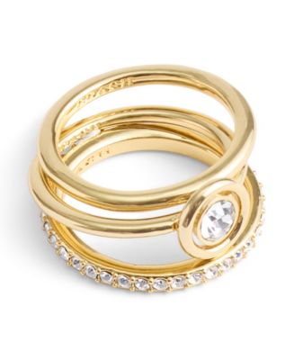 COACH Faux Stone Halo Stackable Ring Set - Macy's
