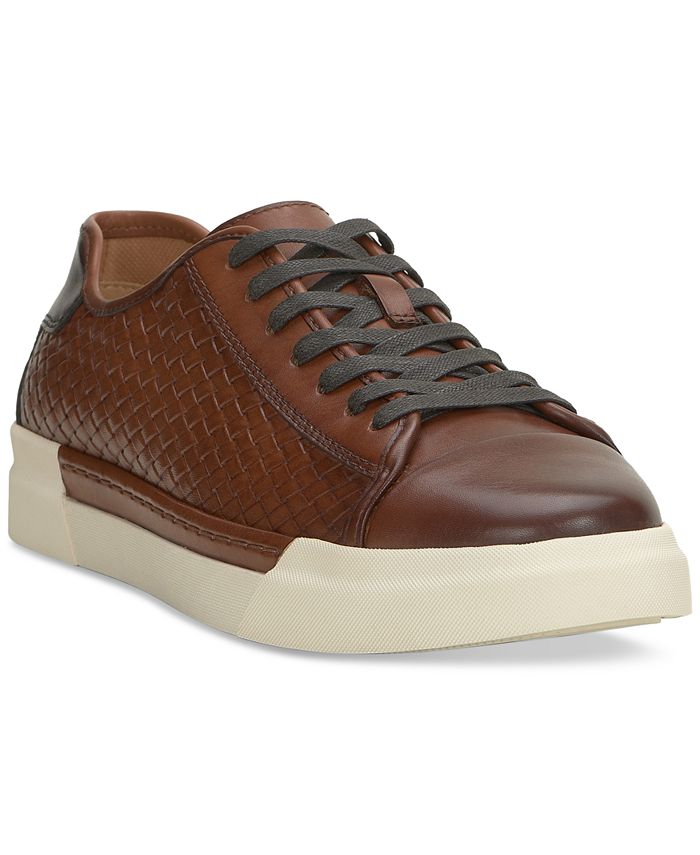 Vince Camuto Men's Raigan Leather Low-Top Woven Sneaker - Macy's
