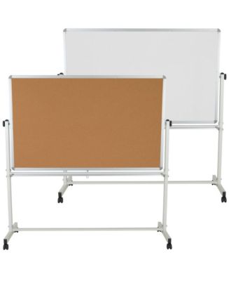Reversible Mobile Cork Bulletin Board And White Board Stand With Pen ...